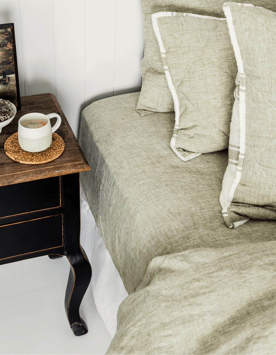 Fitted Sheet - Kelp Green Linen – Single to Super King – Salt Living